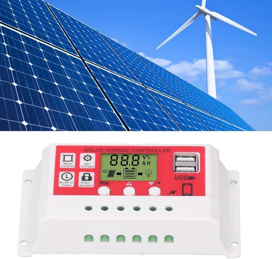PWM Solar Charge Controller met LCD-display voor 12V 24V ...
