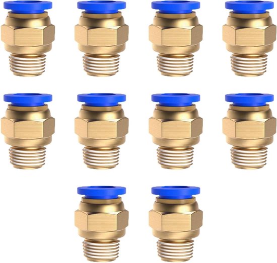 Pneumatische Push-in Fittingen 10 Stuks (10 mm 1/4") - Buitendraad Slangfitting Quick... | bol