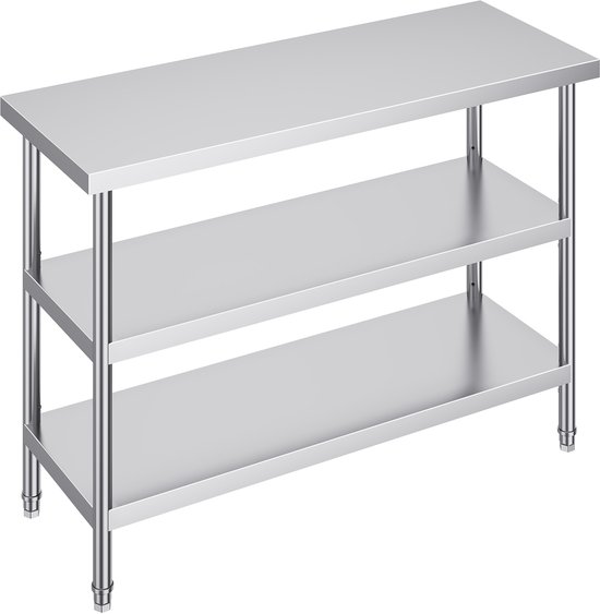 RVS-Werktafel voor Voedselbereiding, 45 X 120 X 86 cm, Professionele Keukenwerktafel... | bol