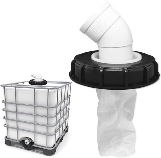 IBC-dekselfilter 45° 163mm nylon regenwaterfilter Afwasbaar met deksel ...