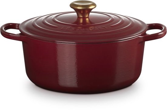 Le Creuset Braadpan Signature Garnet - Ronde gietijzeren pan - 26 cm ...