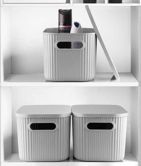 AVOID Opbergboxen Set met Deksel - 5 Stuks - Stapelbare Plastic Boxen ...