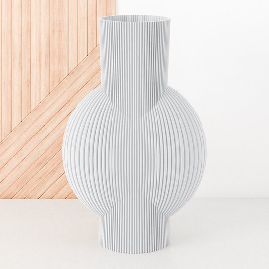 Fleuriek Vaas - Wit - H40cm - Smalle gestreepte vaas - Vaas voor ...