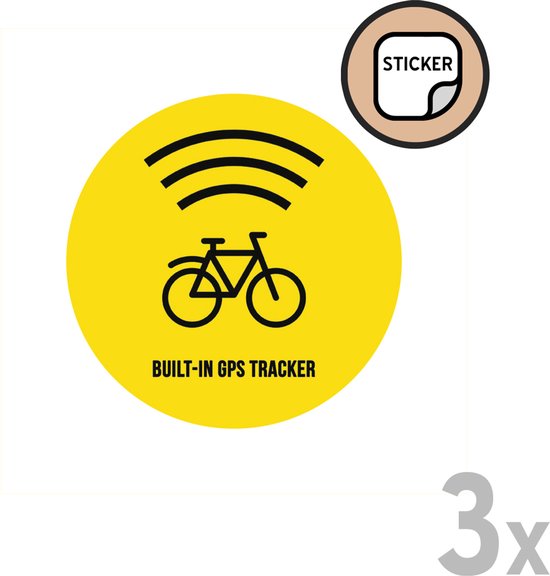 Fiets stickers/ afschrik sticker (3x) | "Built-in GPS tracker" | ⌀ 4,5 ...