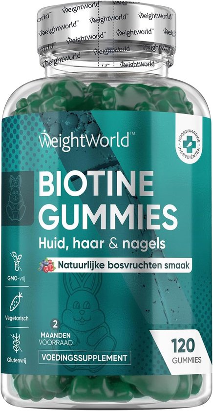Haar Gummies met Biotine, Vitamine B8, B12 & C - Voor Glanzend Haar, Huid & Nagels -... | bol