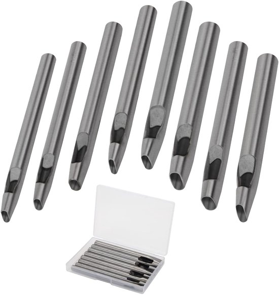 8-delige set met ponsen voor leerbewerking - ovale pons voor leer ...