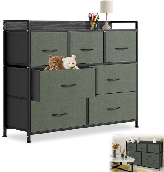 Commode met laden, sideboard, 7 stoffen laden met handgrepen ...