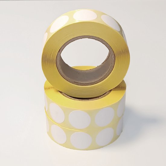 Blanco Stickers op rol 20mm rond - 3x 1000 etiketten per rol - wit | bol