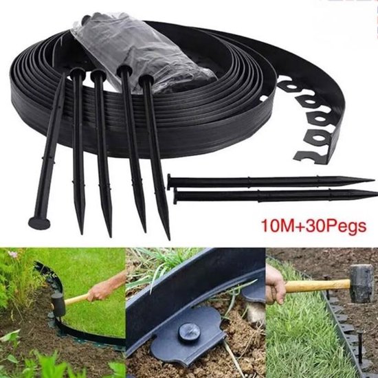 10m lawn border with 30 plastic stakes garden border for paths ...