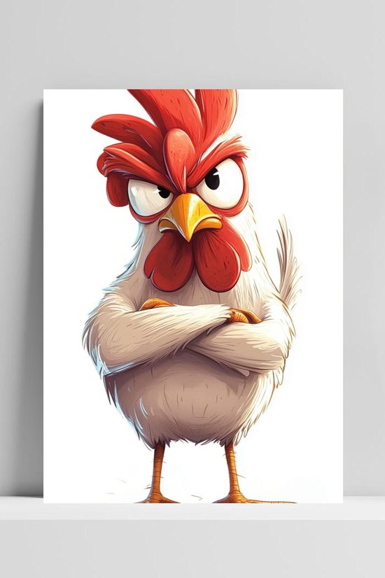 Haan Cartoon Poster - Dieren Posters - Cartoon - Metalen Wandbord - Met ...