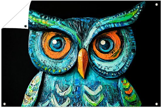 Kleurrijk abstract uilenschilderij - Uil posters - Poster van buiten ...