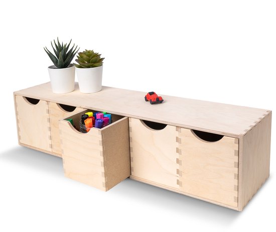 Creative Deco Mini Houten Kist met 5 Laden | Opbergkast | Onbeschilderd ...