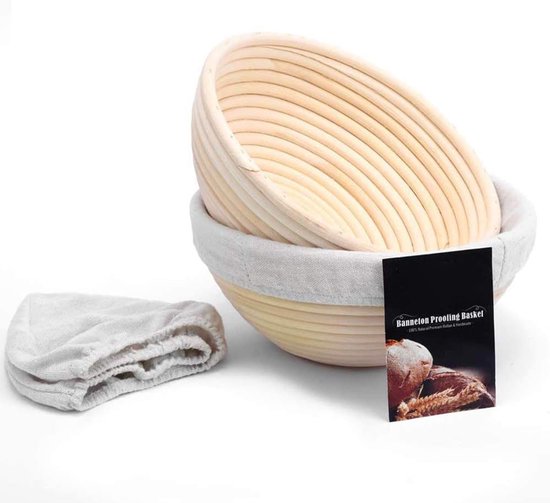 2 Stuks 22 cm Ronde Brood Banneton Mand – Handgeweven Natuurlijke ...