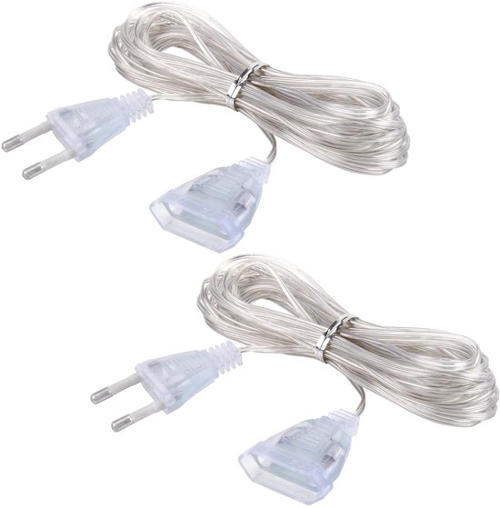 Transparante verlengkabels 5 m - Set van 2, dunne en flexibele kabel ...