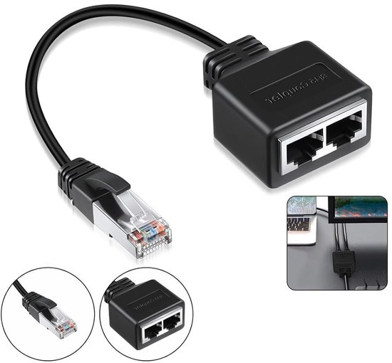 RJ45 splitter adapter - LAN ethernet koppeling voor het splitten van 1 ...