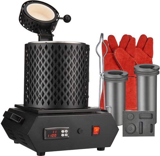 Smeltoven, 1350W - 1150℃ Maximale Temperatuur - Inclusief 1 Kg en 3 Kg ...