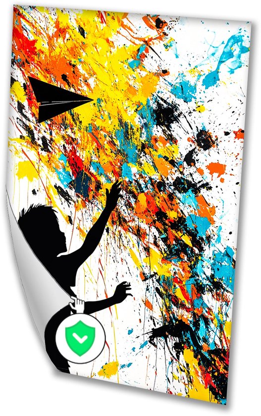 Kind en kleuren explosie kunst - Silhouet posters - Poster kind ...