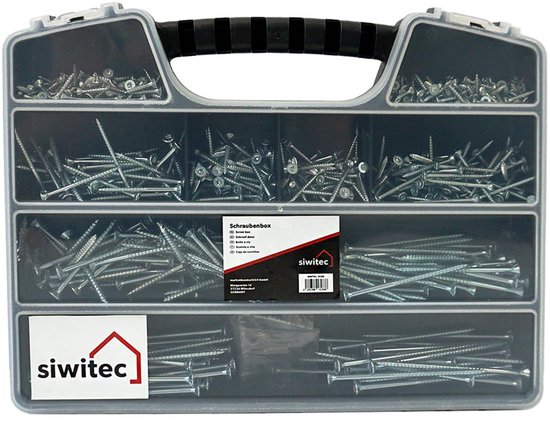 siwitec schroevenbox 600 stuks | 9 assorti blauw verzinkte ...