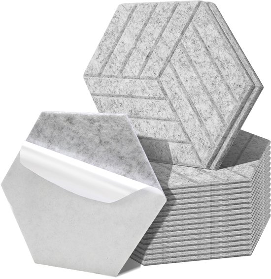 18 stuks Akoestische panelen Hexagon streepje Wandpanelen ...