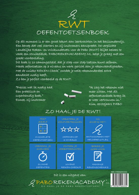 RWT-Pabo Oefentoetsenboek | JAAR 1 Pabo | voor de Landelijke Reken- en ...