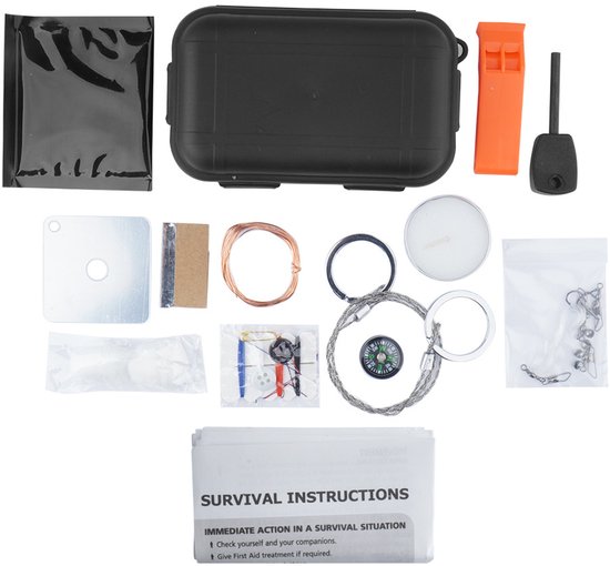 Combat survival kit waterproof - zwart - 15-delig ...