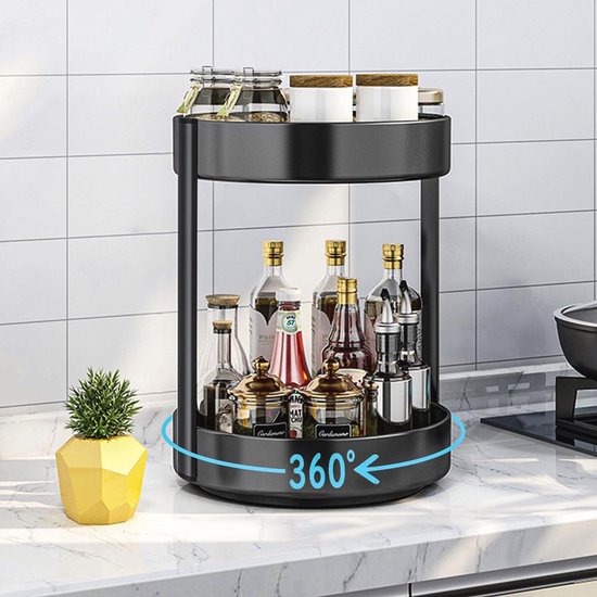Draaiplateau Organiser 30 cm – 360° Draaibaar Keukenrek met 2 Etages voor... | bol