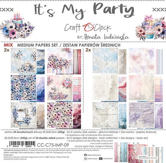 Craft O Clock Set of Mix Papers 20x20 cm It's my Party | bol