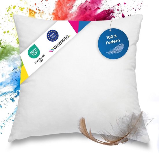 100% Veren Kussen 60x60 cm - Oeko-Tex Kussenvulling, Wasbaar en ...