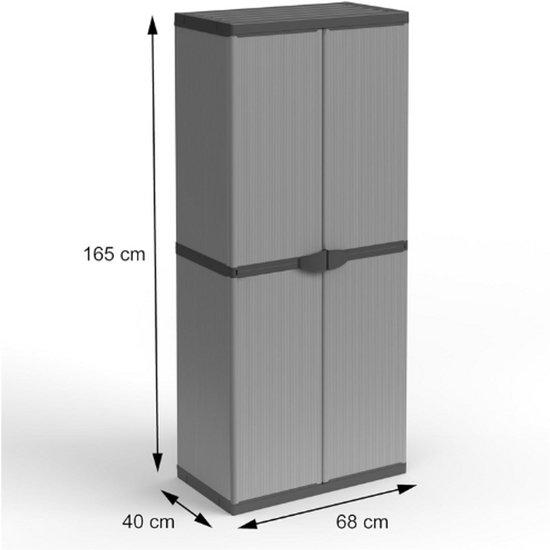 Kunststof Opbergkast Met 2 Deuren - 3 Legplanken - Modulair Systeem ...