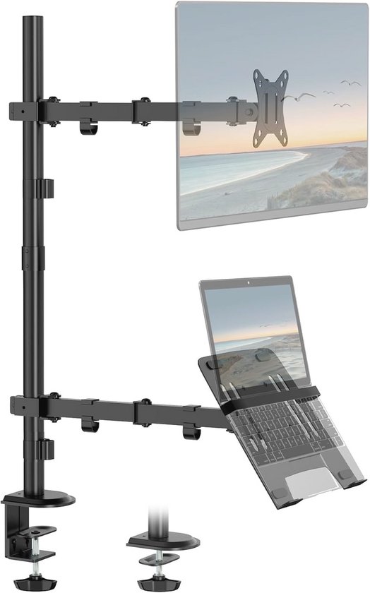 Verstelbare laptop- en monitormontagestandaard voor monitors tot 32 ...