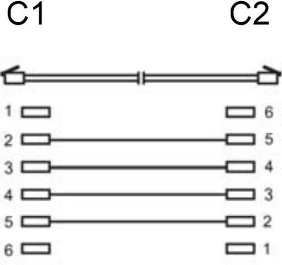 RJ11 - RJ11 crossover telefoonkabel / zwart - 3 meter | bol