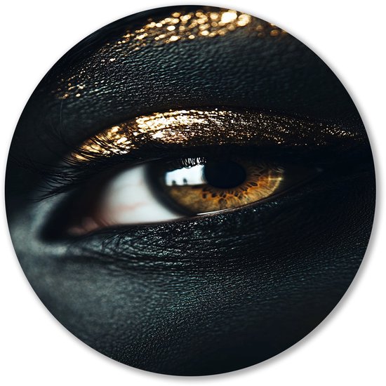 Gouden oog close-up portret - Oog wandcirkel - Ronde wandprint gezicht - Hyperrealisme... | bol