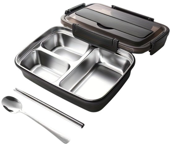 Dutchers® Lunchbox Roestvrij Staal – incl. Bestekset - BPA-vrij – Met ...
