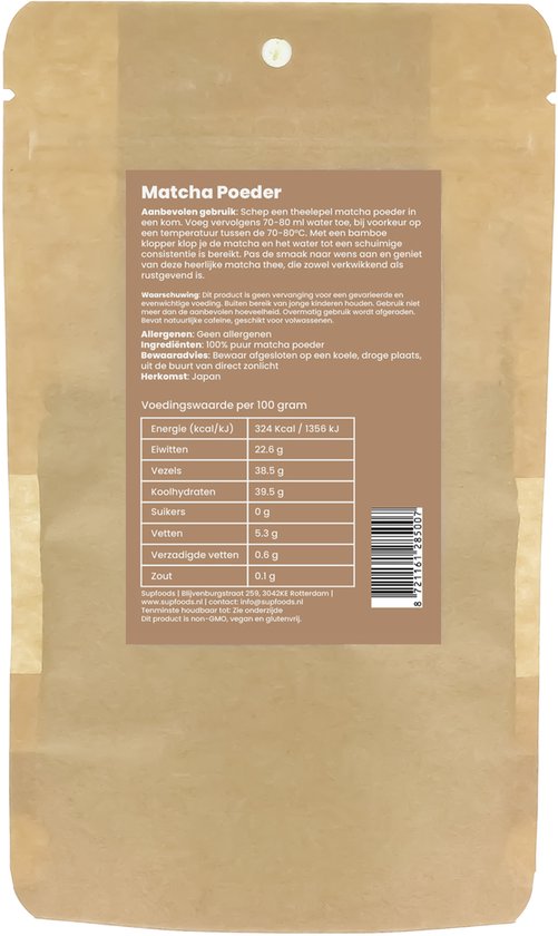 Matcha Poeder 100% Puur - 100gram - Perfect voor Matcha Thee, Matcha ...