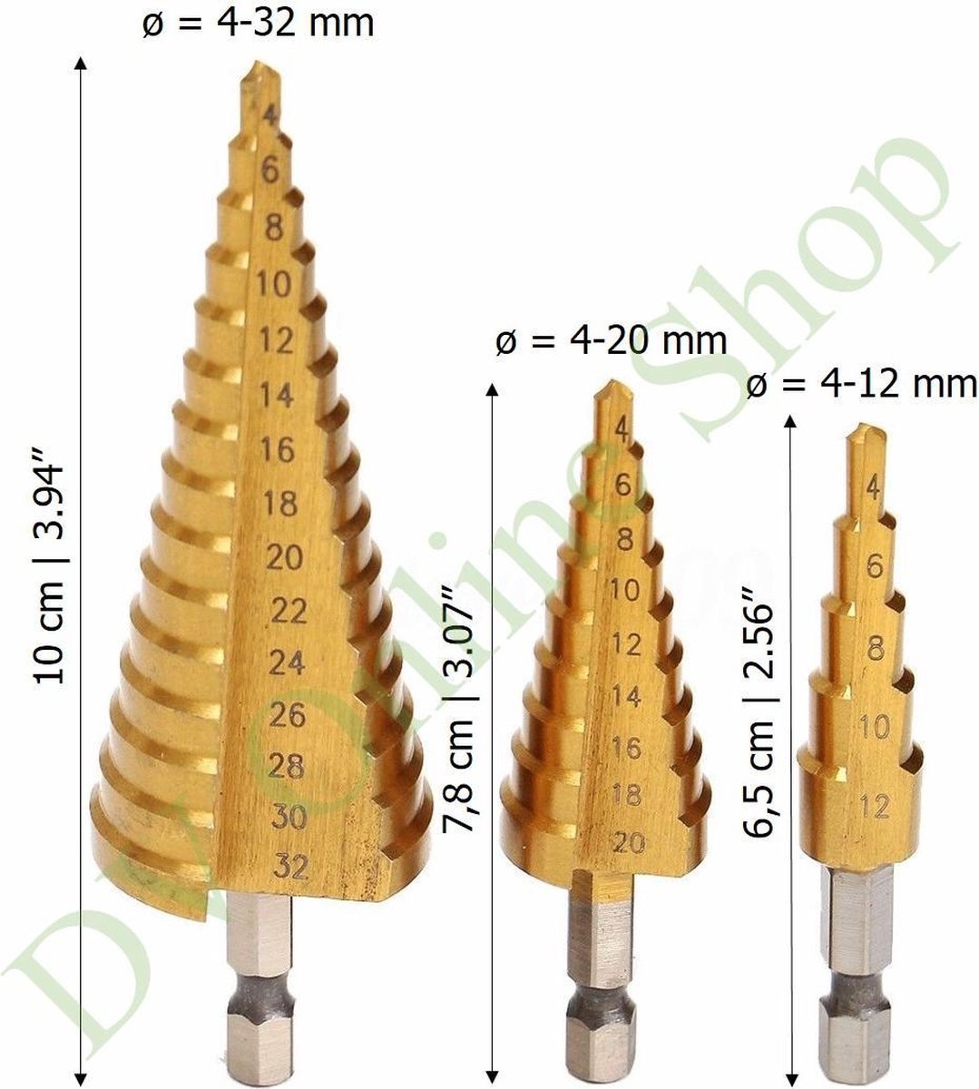 Stappenboor of trappenboor - 3 universele stappen- of trappenboren ...