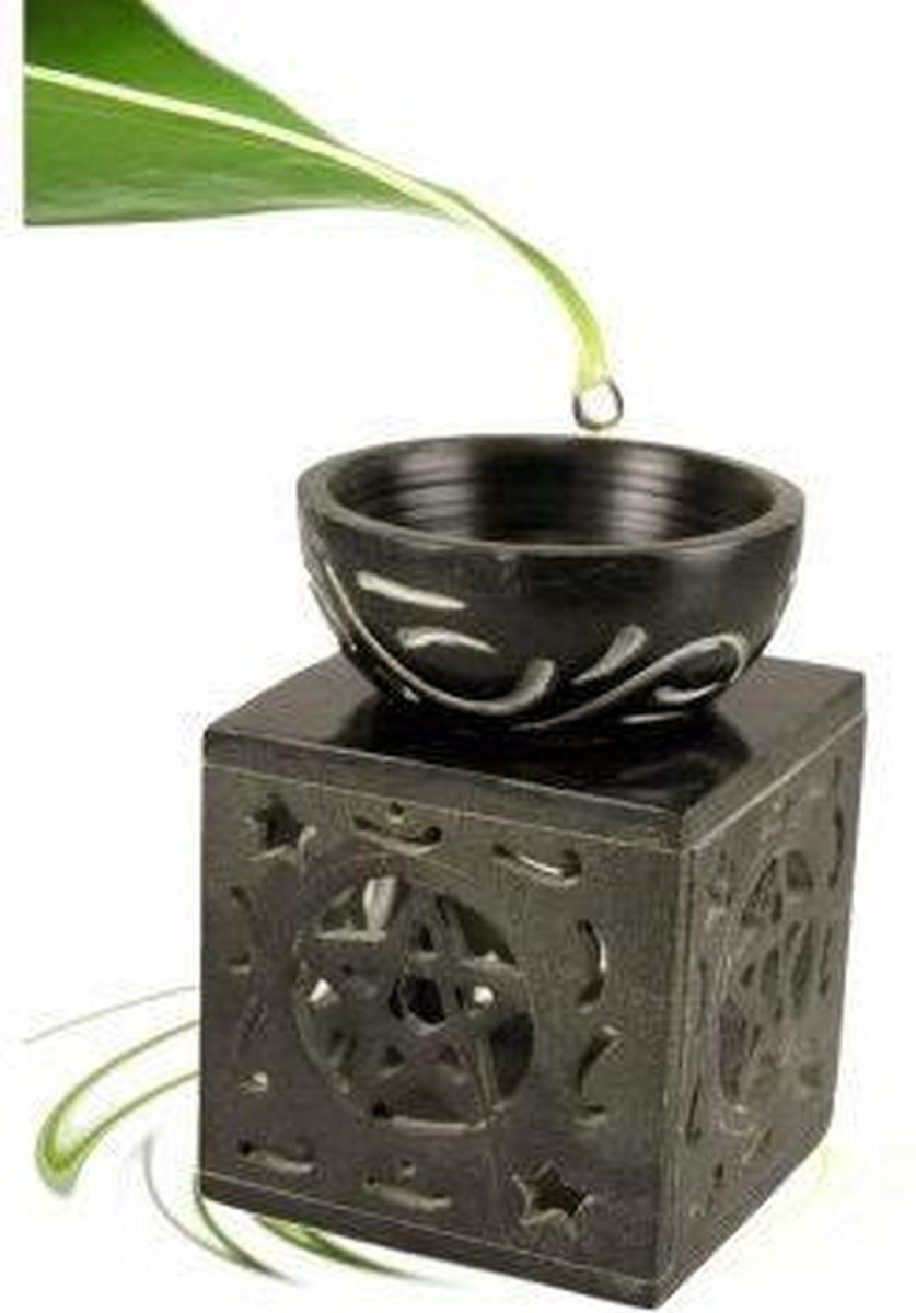 Olieverdamper Pentagram zwart zeepsteen - 11x8 - Zeepsteen - Zwart ...