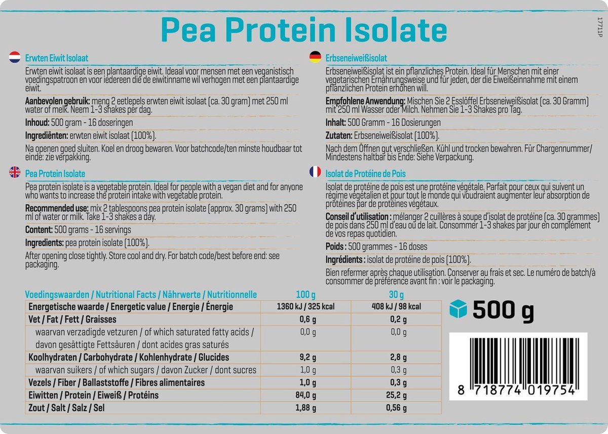 Body & Fit Pea Protein Isolate - Plantaardig Eiwitpoeder - Vegan ...