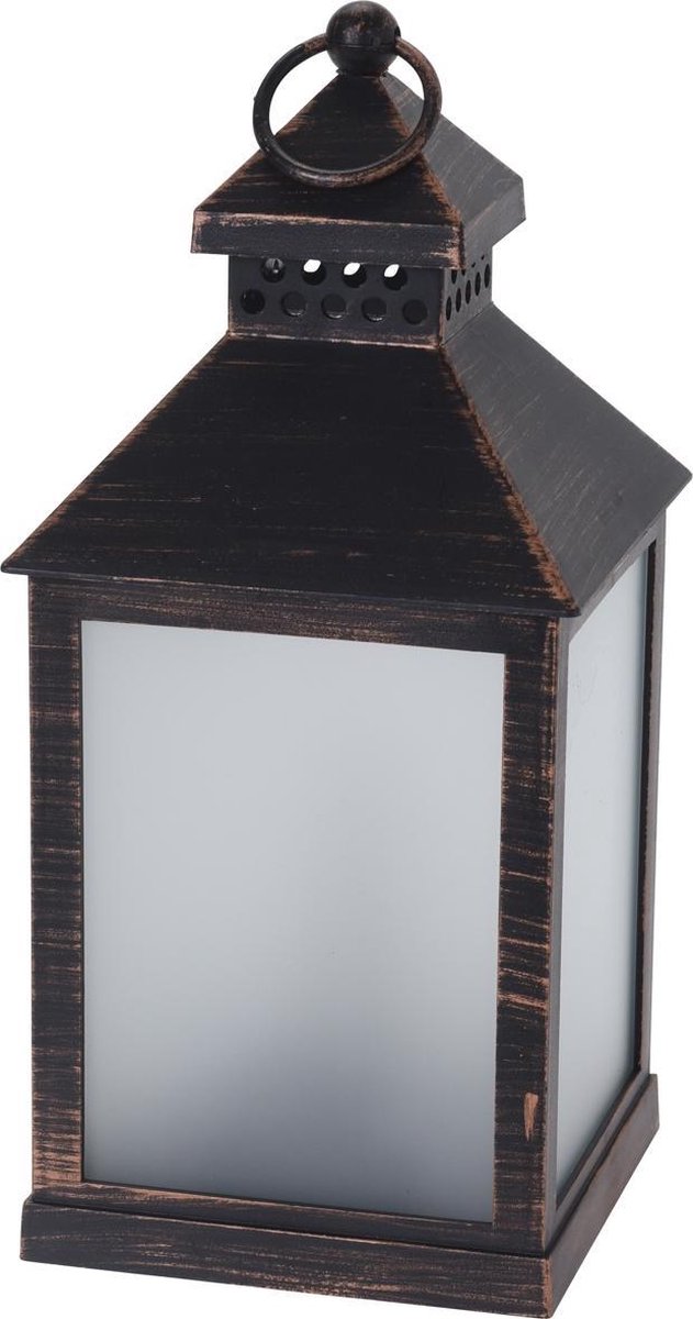 ComfortTrends Lamp Lantaarn Met brandende kaars - 10 x 10 x 23 cm | bol.com