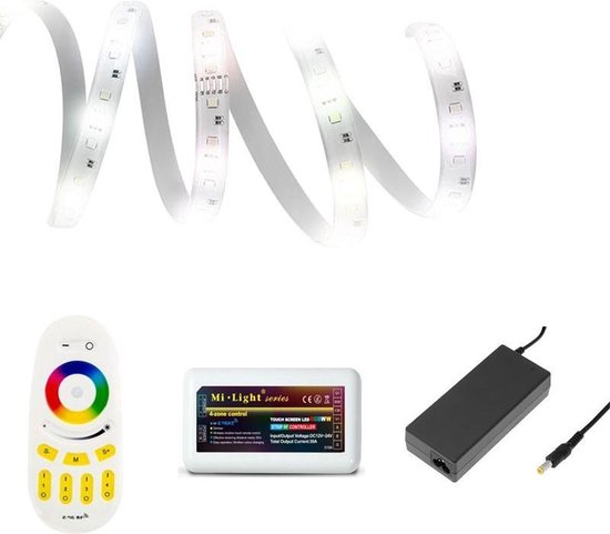 Milight Beginners set - slimme ledstrip 5 meter (30leds/m) - KOUD WIT ...