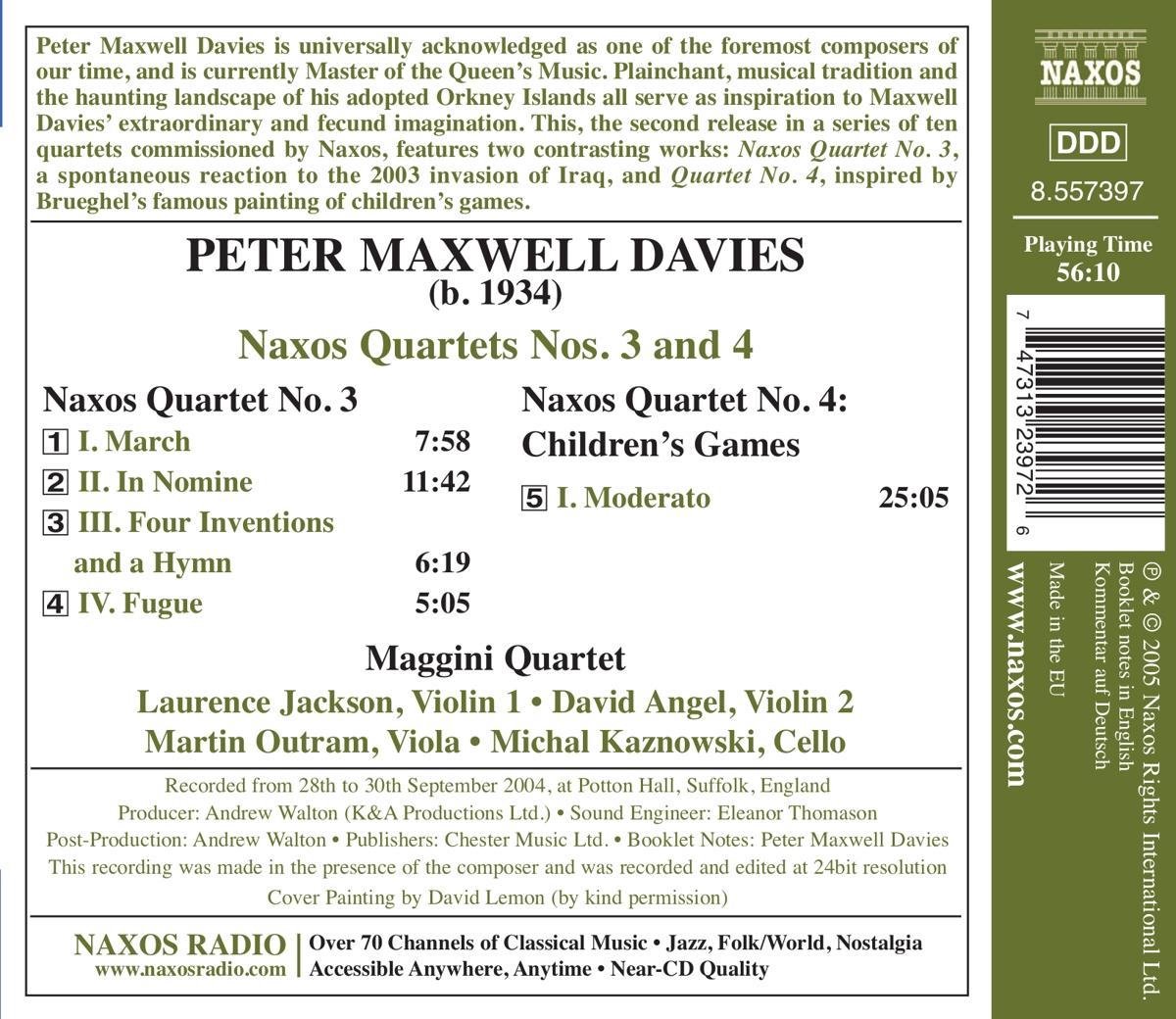 Maggini Quartet - Naxos Quartets 3 & 4 (Volume 2) (CD), Maggini Quartet | Muziek | bol.com