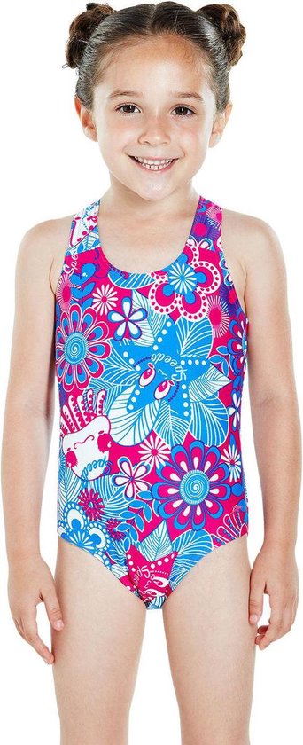 speedo Fantasy Flowers Essential All Over Badpak roze/blauw Kindermaat ...
