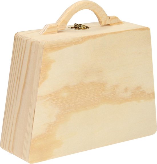 Houten kist - tas met handvat 17,5cm x 14cm x 5,5cm pine | bol