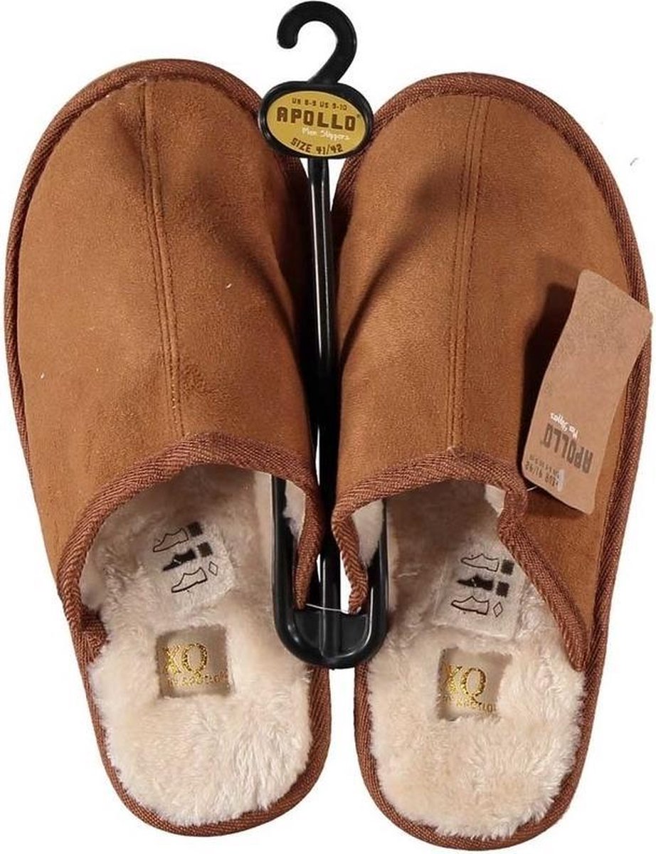 Heren instap sloffen/pantoffels cognac bruin maat 41-42 | bol.com