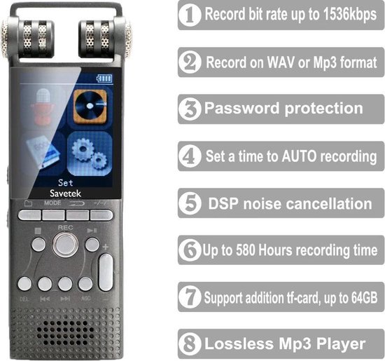 Premium Digitale Recorder - Premium Voice Recorder - Multifunctionele ...