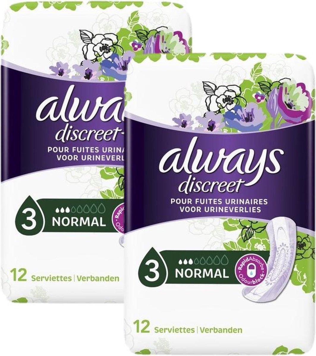 Always Discreet Normal Medium Incontinentie - Voordeelverpakking 24 ...