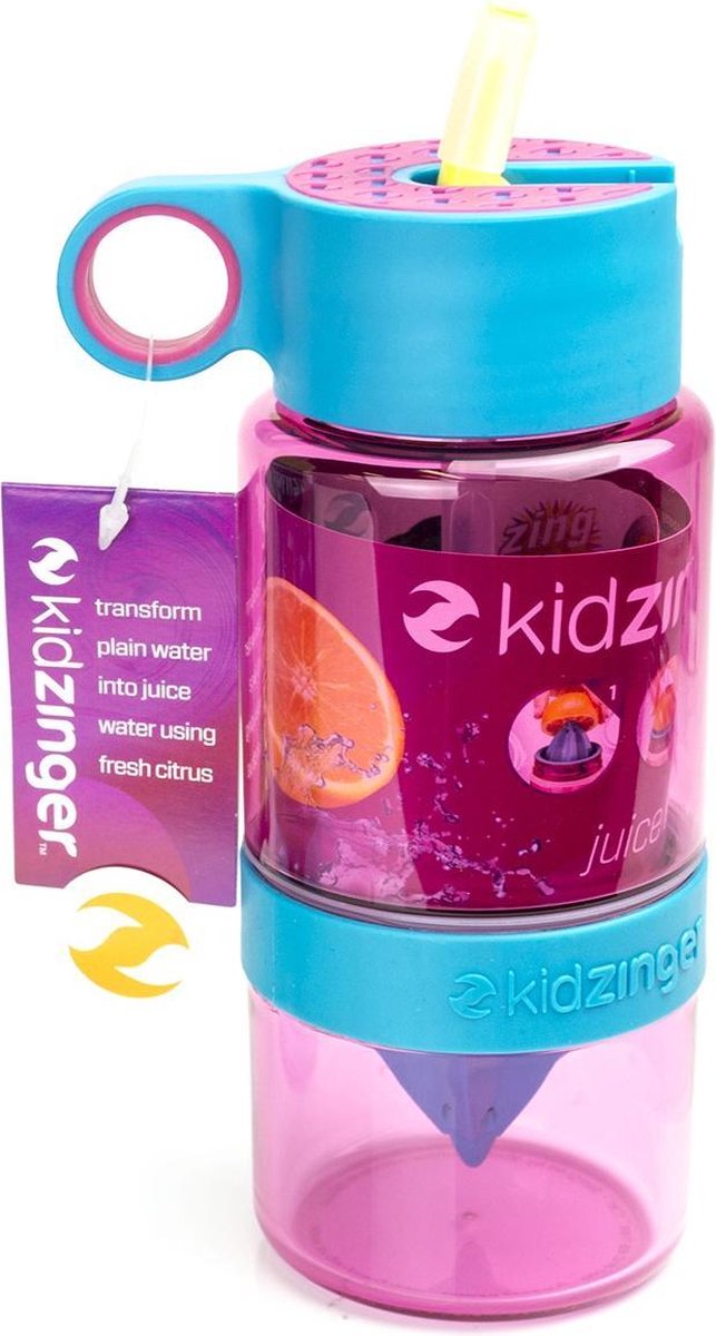 Kid Zinger kinder drinkfles 470ml Juicer - Roze met blauw | bol.com
