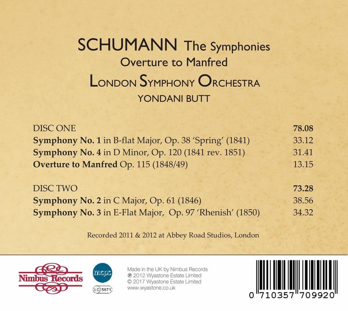 London Symphony Orchestra,Yondani Butt - Schumann: Symphonies 1-4 ...