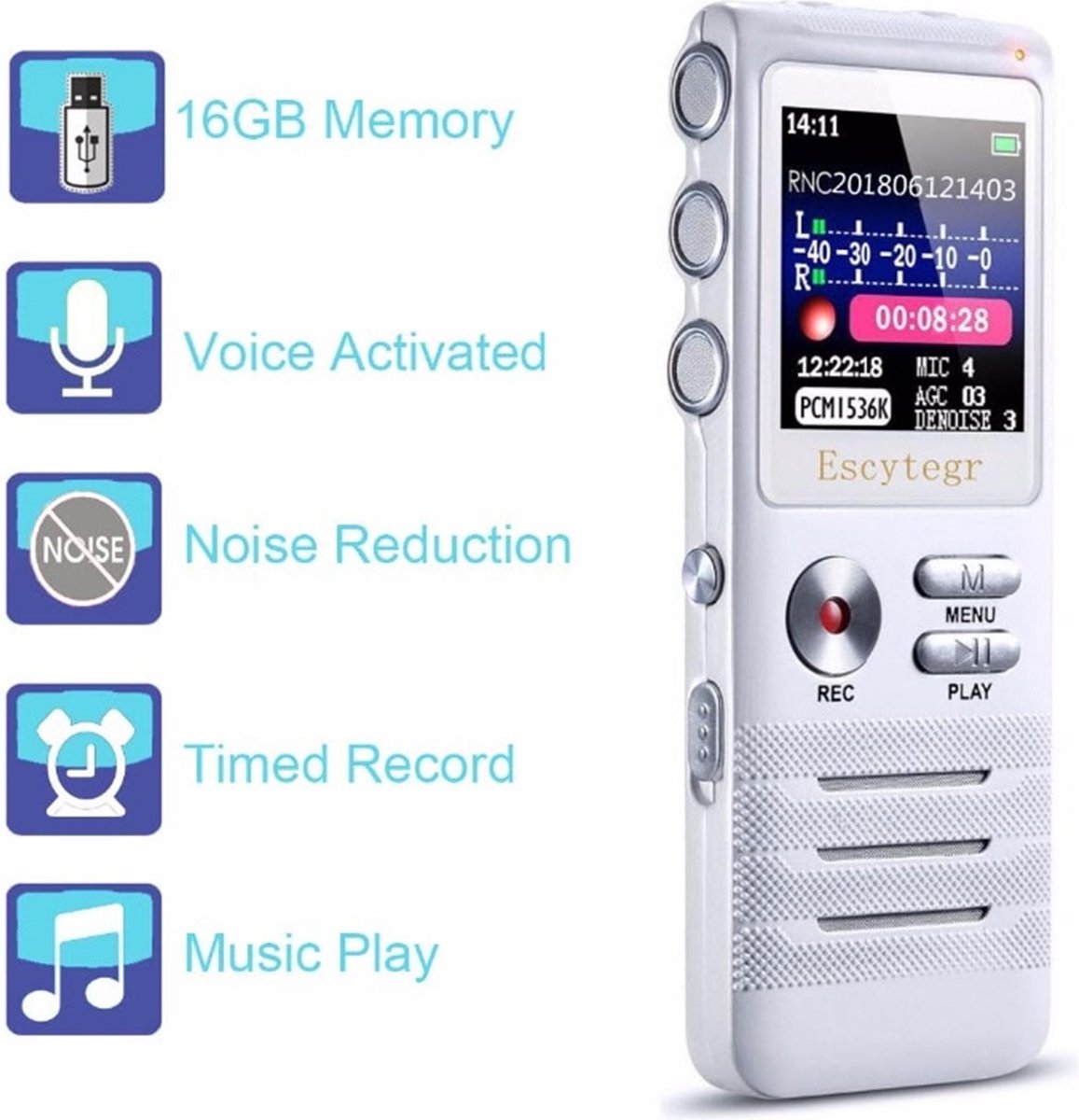 Premium Digitale Recorder - Premium Voice Recorder - Multifunctionele ...
