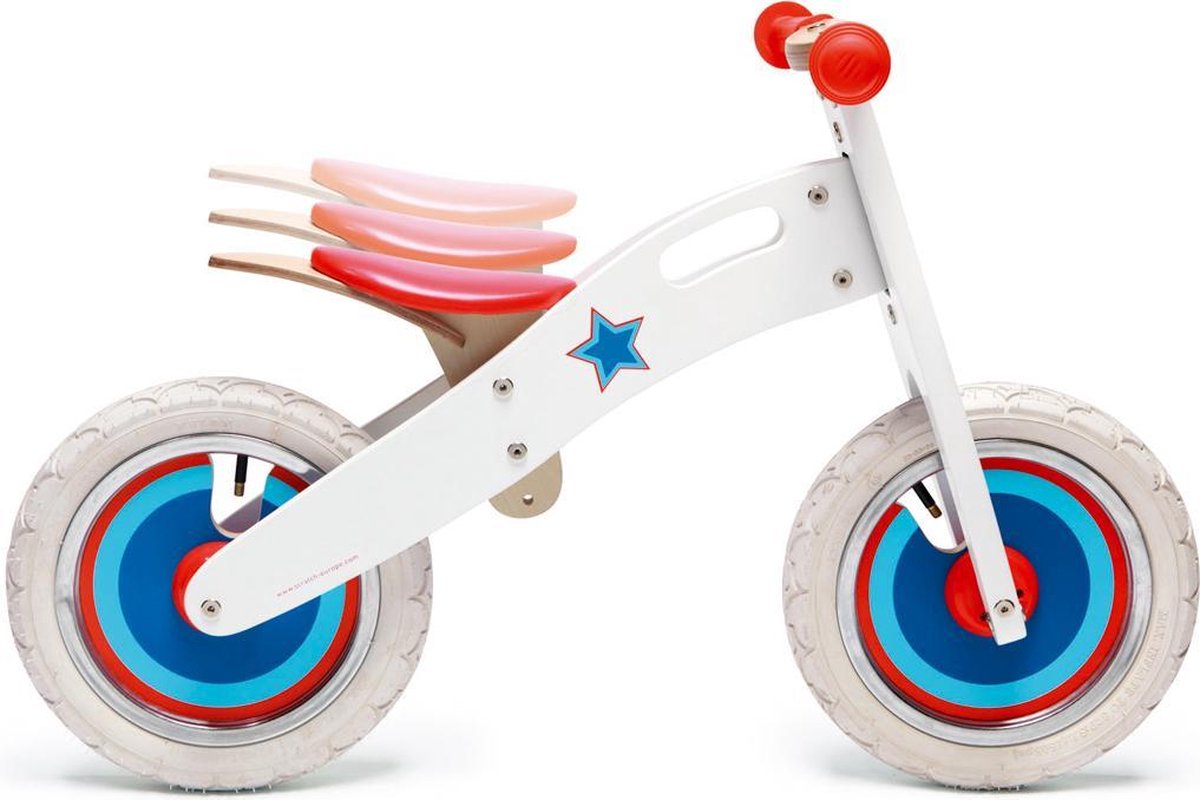 Scratch - Balance Bike L - Wit met ster - Houten loopfiets | bol.com