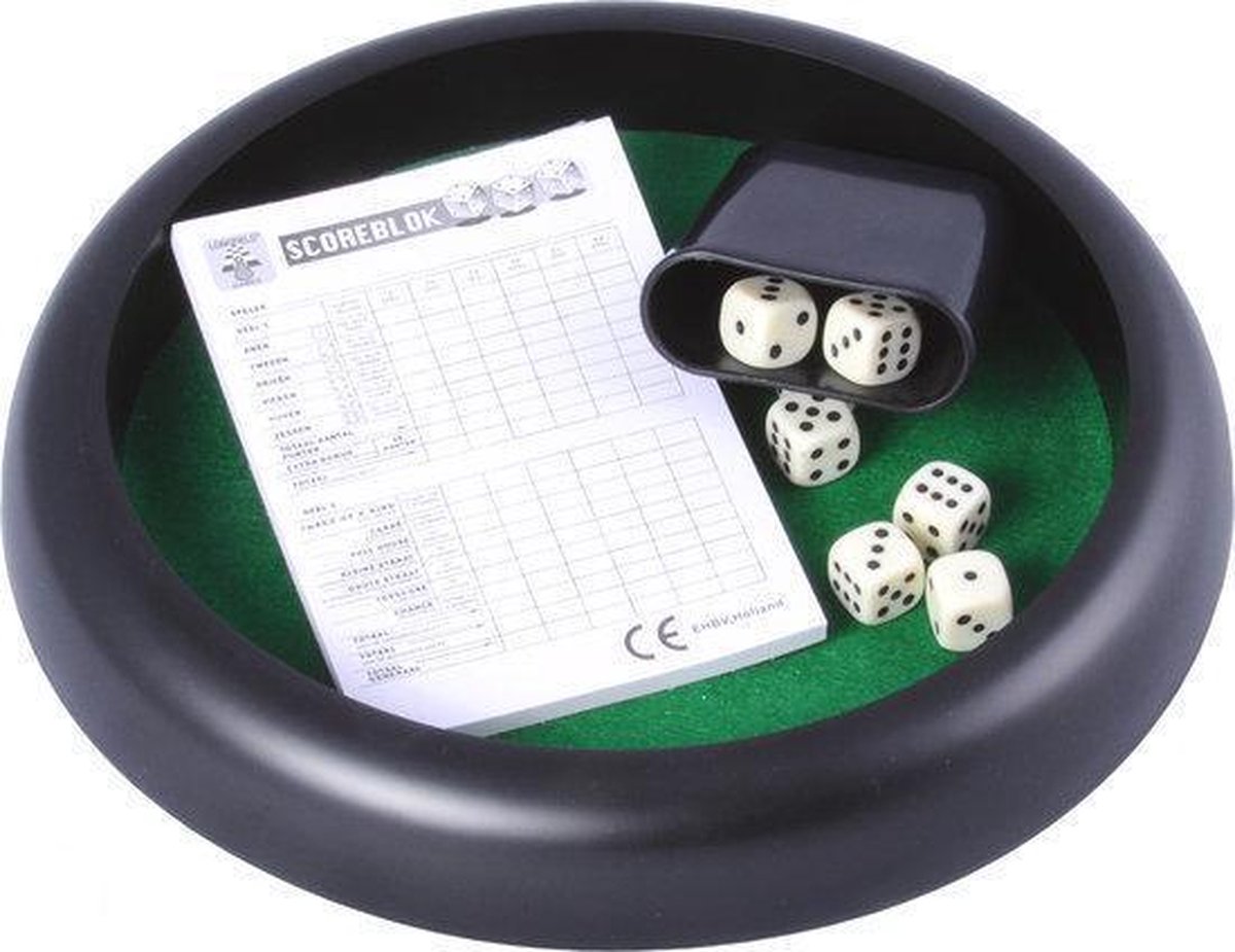 DICE TRAY OF PLASTIC WITH 5 DICE AND SCORE PAD (100 SHEETS) - 28 CM ...